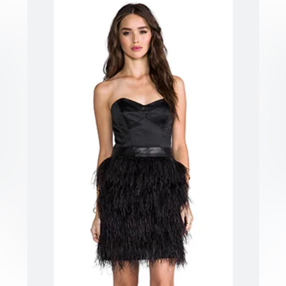 Milly Feather Strapless Dress Corset Bustier 8 - Gem